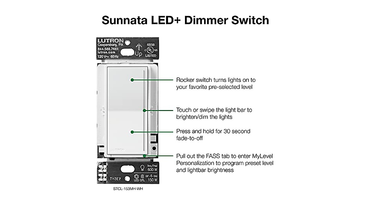 Lutron Sunnata Touch Dimmer Switch | Modern Lighting Control