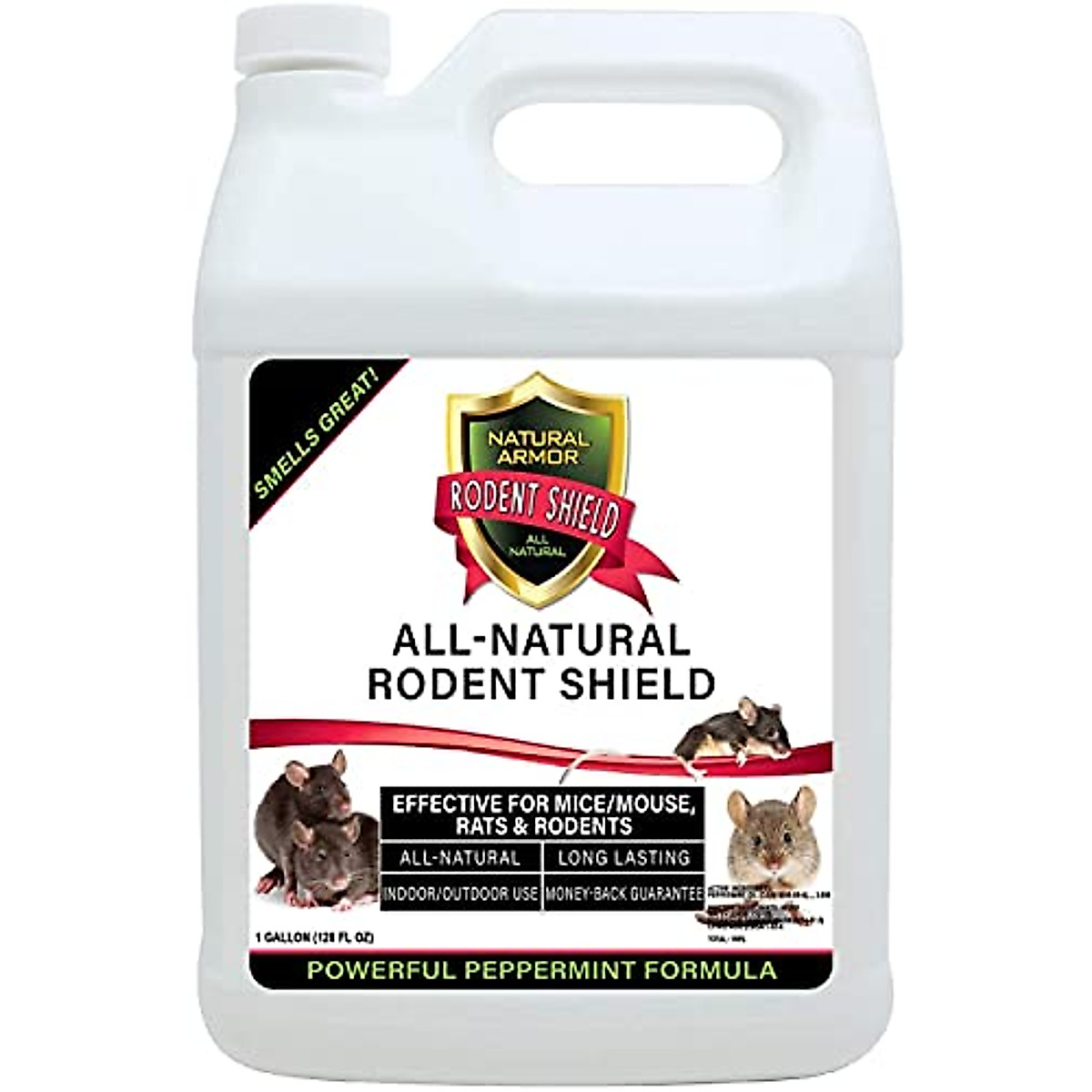 Natural Armor Peppermint Repellent for Mice/Mouse, Rats & Rodents. Natural Spray for Indoor & Outdoor Use Rodent Shield - 128 Fl Oz Gallon Refill, Case of 4