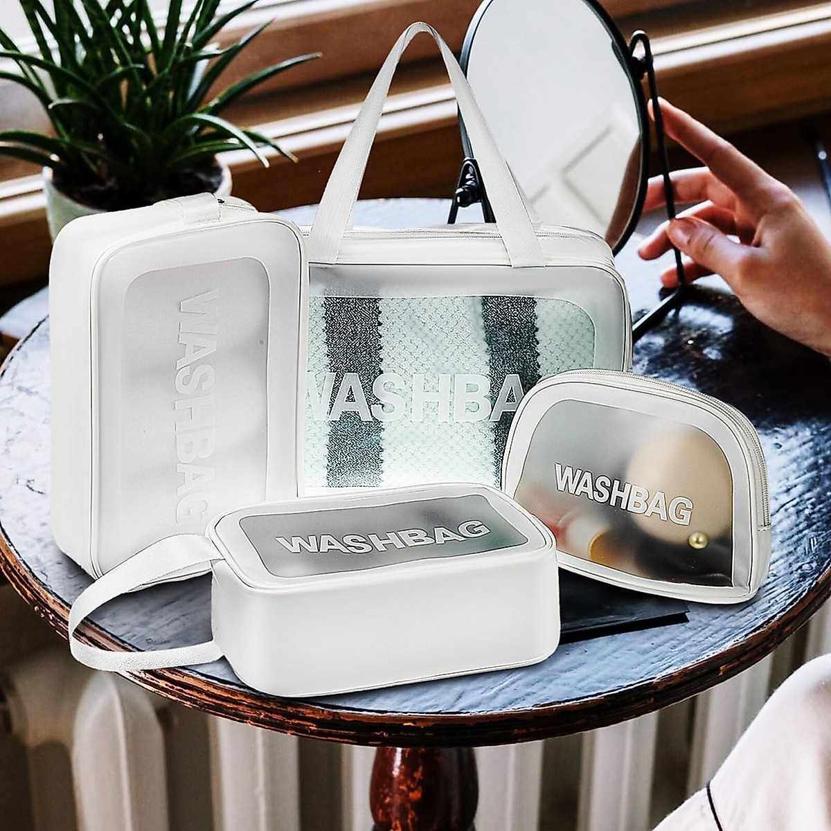 Cabilock 1 Set Toiletry Bag Makeup Bag Make up Bag for Women Vanity Bag Cosmetics Bag Makeup Pouches Women Makeup Pouch Clear Pouch Skincare Bag Pvc Translucent Travel Storage Bags White