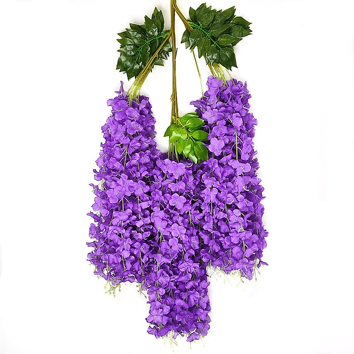 12pcs Artificial Wisteria Flowers Fake Wisteria Vine Bushy Silk Flowers Hanging Garland String Decor ZiSe 3.6 Feet for Wedding Party Home Garden