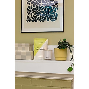 NOTES Sustainable Candle Starter Kit - Zesty Fresh Duo | Refillable & Reusable Candles | Fresh Scented Candles | 100% Natural Wax | Citrus & Fresh Basil and Linen & Crisp Air Candle Refills