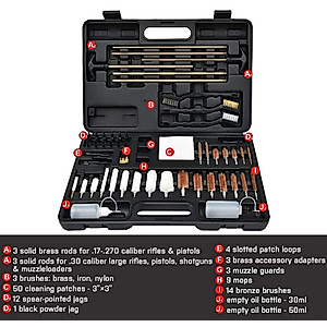 Gun Cleaning Kit Universal Supplies for Hunting Rifle Handgun Shot Gun Cleaning Kit for All Guns with Case