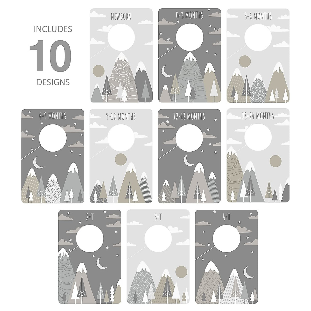 Canopy Street Gender Neutral Closet Clothing Dividers/Trendy Mountain Closet Organizer for Boy Or Girl Newborn to 4T Clothes / 4" x 6" Adventure Nursery Dividers