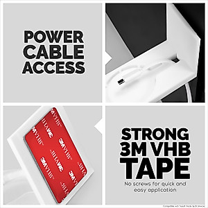 Screwless Tilted Wall Mount Kit Compatible with Wyze Cam Pan, VHB Stick On, Full Tilt & Pan Function, No Mess, No Drilling, Strong Adheasive Mount, Angled Down White by Brainwavz