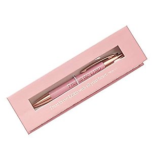Christian Art Gifts Women's Retractable Ballpoint Scripture Pen in Case: Trust in the Lord - Proverbs 3:5 Inspirational Bible Verse with Pocket Clip, Black Ink & Matching Floral Box, Pink & Rose Gold