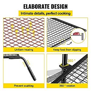 VEVOR Swivel Grill, Heavy Duty Steel Campfire Grill,Single Layer Open Fire Grill, 24" x 24" Campfire Swivel Grill with Heat Dissipation Handle, Campfire Grill Stake for Outdoor Open Flame Cooking