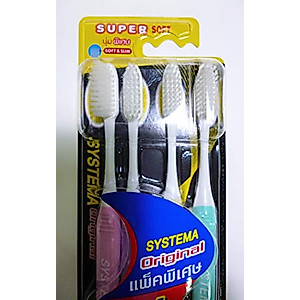 Systema Original Super Soft & Slim Bristles Toothbrushes Family Pack (Pakc of 4)