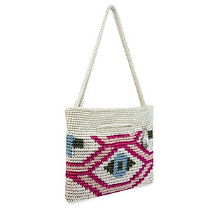 The Sak Linden Convertible Crossbody Bag in Crochet, Adjustable Multi Use Strap, Natural Senang