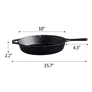 GOODFEER Cast Iron Skillets,10 inch Round Cast Iron Pan No Coating Physical Non Stick Grill Pan For Stove Tops/Camping BBQ
