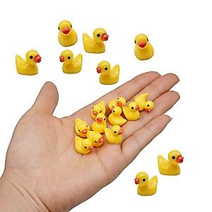 AWEELON 100 Pcs Mini Resin Ducks Tiny Ducks Miniature Duck Figures for Slime Charms DIY Craft Micro Landscape Garden Aquarium Dollhouse Decoration for Christmas Birthday Party