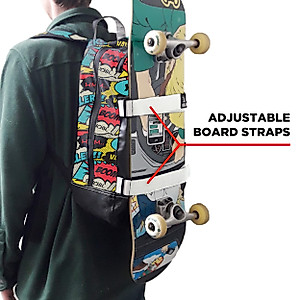187 KILLER PADS Standard Issue Backpack with Skateboard Straps, Comic