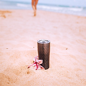 Seriously Ice Cold SIC 20 Oz. Double Wall Vacuum Insulated 18/8 Stainless Steel Travel Tumbler Mug | Powder Coated with Splash Proof BPA Free Lid | Coffee, Tea, Wine, and Cocktails (Hammered Gunmetal)