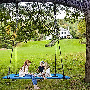 Trekassy 700lb Giant 60" Platform Tree Swing for Kids and Adults Waterproof 2 Hanging Straps (Blue)