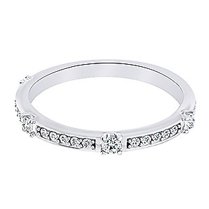 AFFY White Natural Diamond Engagement Wedding Band Ring in 14K Solid White Gold (0.25 Cttw), Ring Size-8