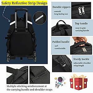 MITOWERMI Rolling Backpack for Boys Girls Trolley Bag with Wheels Roller Backpack for Kids Wheeled Middle School Bookbags