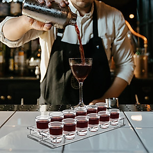 Beautyflier Pack of 2 Acrylic Shot Glass Holder, Shot Glass Serving Tray for Bar, Restaurant, Party, Family Gathering (Shot Glasses Not Included)