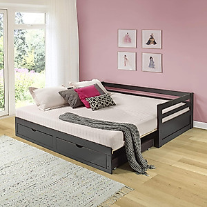 Alaterre Furniture Jasper Twin to King Extending Day Bed with Storage Drawers, Espresso