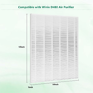 Nyingchi D480 Replacement Filter D4, Compatible with Winix D480 Air Purifier, D4 Filter,Part No. 1712-0100-00, Includes H13 Grade True HEPA and Activated Carbon Filters(2+8)