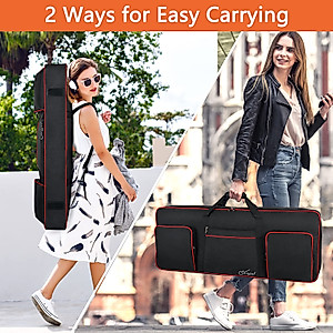 SNIGJAT 61 Key Keyboard Case Soft, Full Padded Piano Case with Handles and Adjustable Shoulder Straps, Waterproof Piano Keyboard Case with 3 Pockets for Accessories (Size: 39.5"x15.8"x4.8")