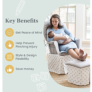 Glider Skirt, Universal Fit Safety Skirt for Glider Chair and Ottoman for Nursery, Baby Proofing Pinch Guard, Glider Chair and Ottoman Sold Separately, Safe Harbor Anchor Style