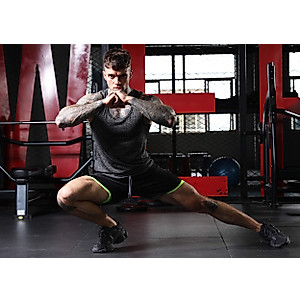 FLYFIREFLY Men's 2-in-1 Workout Running Shorts 7" Lightweight Gym Yoga Training Sport Short Pants Black Green