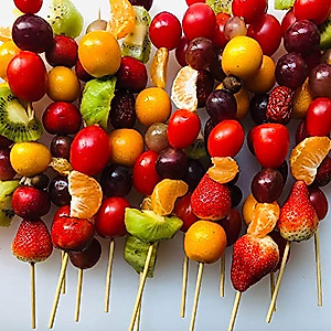 DESIOLE Natural Bamboo Skewers, 100Pcs 8Inch BBQ Sticks for Appetiser, Fruit, Cocktail, Kabob, Chocolate Fountain, Grilling, Barbecue, Kitchen, Crafting, Gardening and Party
