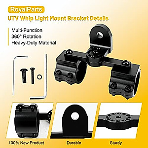 RoyalParts UTV Flag Mount Whip Light Mount Bracket for 1.75 to 2 inch Roll Bar 2 PCS Heavy Duty Adjustable Compatible with Polaris RZR 900 1000 XP Pro Turbo Can Am Maverick Commander