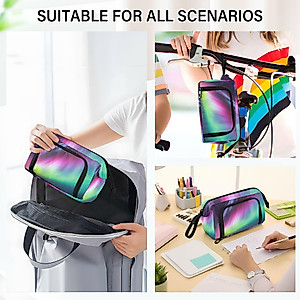 Glaphy Colorful Northern Lights Aurora Borealis Pencil Case Large Capacity Pencil Pouch Bag Pen Carrying Case Zipper Storage Stationery Bag for Office College School