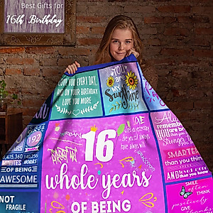 Rioa Gifts for 16 Year Old Girl, 16th Birthday Gifts for Girls, Teen Girl Gifts 16 Years Old,16 Year Old Girl Gift Ideas, 16 Year Old Gifts, Birthday Gifts for 16 Year Blanket 40" x 50"