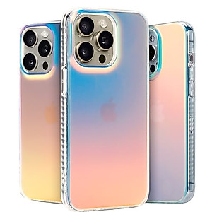 LONLI Hue - for iPhone 14 Pro - Fluorescent Coloful Iridescent Translucent Matte Phone Case - Cute and Unique for Women, Girls and Men