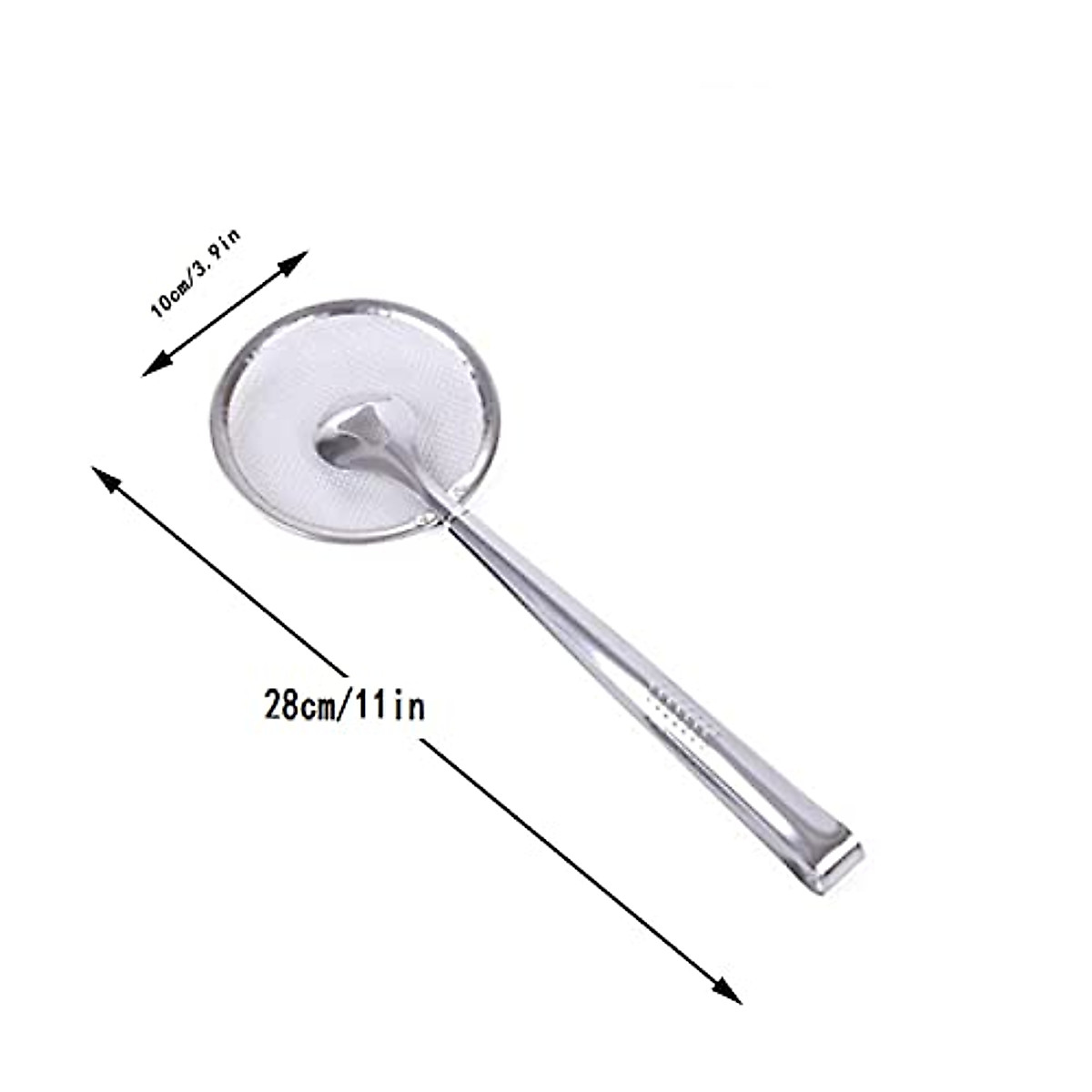 2 in 1 Stainless Steel Fine Mesh Strainer With Clip Tongs Oil Filter Spoon Multi-functional Reusable BBQ Filter Clamp Strainer Kitchen Tools for Oil-frying Food