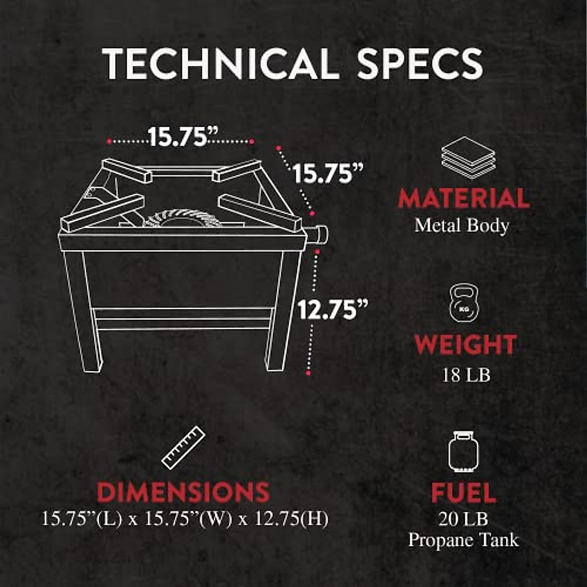 GasOne B-5250 100,000 BTU Square Heavy-Duty Propane Burner Outdoor Gas Cooker with Adjustable 0-20 PSI Regulator & Steel Braided Hose