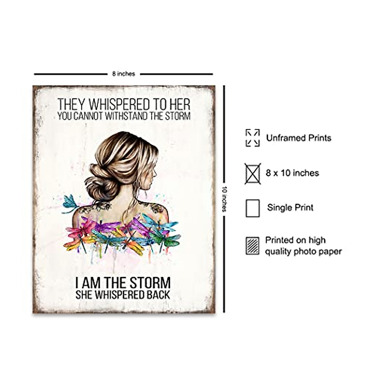 Boho-chic Positive Wall Art - Encouraging Wall Decor - They Whispered to Her You Cannot Withstand The Storm - Daughter Gift - Motivation Inspiration Saying Quotes - Bedroom Wall Art for Women UNFRAMED