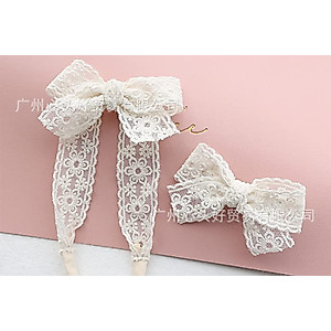 Baby Girls Lace Headband Infant Baptism Hair Band Toddler Lace Bow Headwraps BBG26 (2 Pcs-Set A)