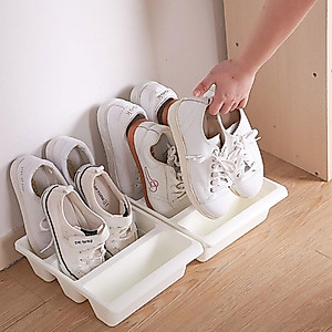 Cabilock 2pcs Storage Shoe Tray Entrance Shoe Rack Shoe Storage Rack Shoe Organizer for Entryway Shoes Organizer Rack Front Door Shoe Rack Plastic Shoes Holder Slippers Finishing Tray