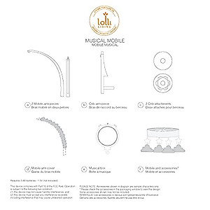 Lolli Living Baby Crib Musical Mobile w/Sparrow & Deers - Knitted Woodland Bird Safari Animal Characters | Hanging Decor w/Electronic Music Box for Newborn & Nursery Bedding/Crib | Baby Girl