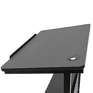 Mobile Stand Up Lectern Podium with Wheels, Portable Heavy Duty Height Adjustable Desk, Ergonomic Ambidextrous Steel Frame for Church Pulpit, Classroom Lecture Speech (Black)