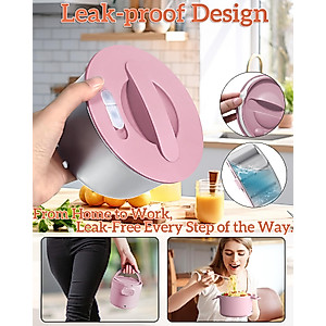 CDBEEE Electric Lunch Box for Adults,33 oz Lunch Warmer 100W Heated Lunch Box 12/24/110V Leak-proof,Portable Food Warmer for Work,Travel, home,Office,On-the-Go,Lonchera Eléctrica Portátil (Pink)