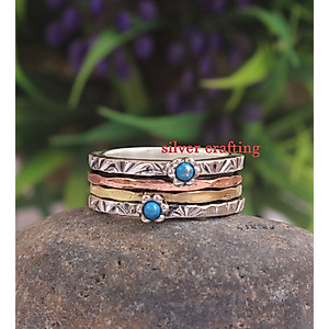 Turquoise Gemstone 925 Sterling Silver Spinner Ring Jewelry (9)