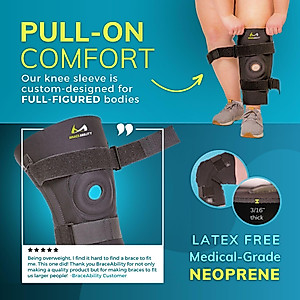 BraceAbility Bariatric Knee Brace for Large Legs - Plus Size Knee Brace with Side Stabilizers for Big Men or Women, Arthritis, Patellar Tendonitis, Obese Chondromalacia Pain, Instability (3XL)
