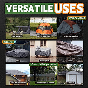 Tarps Heavy Duty Waterproof 6x8 Feet, 10Mil Multipurpose Small Tarp Cover with Metal Grommets and Reinforced Edges, Silver/Brown Tarp by RAINDEWAY