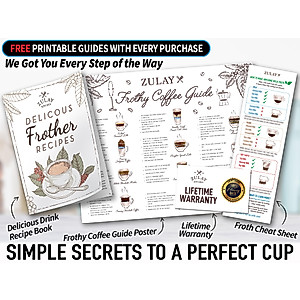 Zulay Powerful Milk Frother (4 Duracell Batteries Included) - Handheld Milk Frother Wand Drink Mixer for Coffee - Powerful Milk Foamer for Cappuccino, Frappe, Matcha & Coffee Creamer - Black