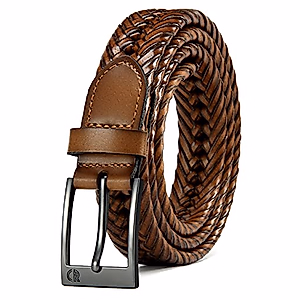 CHAOREN Leather Braided Belts Men - 1 1/8" Mens Casual Woven Leather Belt - Belt Men