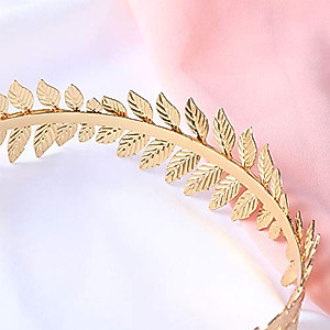 Toyvian Bridal Hair Crown Roman Goddess Leaf Branch Dainty Head Dress Boho (Gold)
