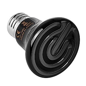Simple Deluxe 50W 1-Pack Mini Ceramic Heat Emitter Reptile Heat Lamp Bulb No Light Emitting Brooder Coop Heater for Amphibian Pet & Incubating Chicken, Black
