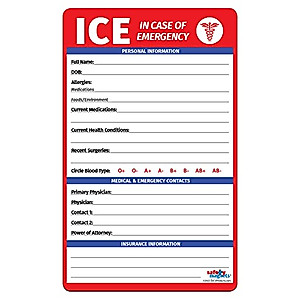 ICE Medical Card for Seniors - in Case of Emergency Fridge Magnet with Marker - Refrigerator Safety Important Phone Numbers Call List for First Responders - 5.25 x 8.5 in. (1 Pack)