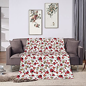 Ladybug Blanket Air Conditioning Cute Blanket Soft, Ladybird Throw Blanket Flannel Funny Blanket(50"x40")