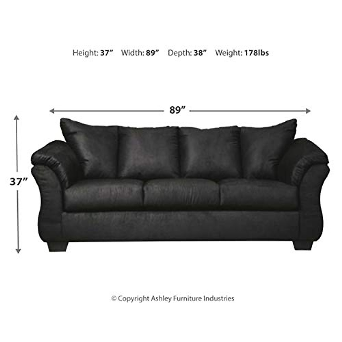 Signature Design by Ashley Darcy Casual Plush Full Sofa Sleeper with Memory Foam Mattress, Black