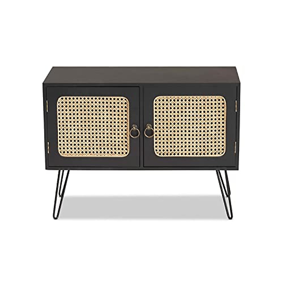 Baxton Studio Davion Brown Finished Wood and Black Metal Sideboard Buffet