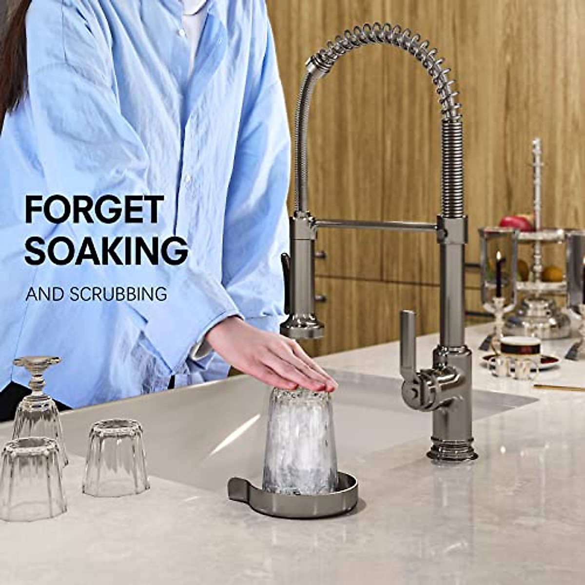 DJS Stainless Steel Glass Rinser, Bottle Washer for Sink, Kitchen Sink Accessories, Baby Bottle Washer, Cup Washer for Bar. DJS-GR-001N